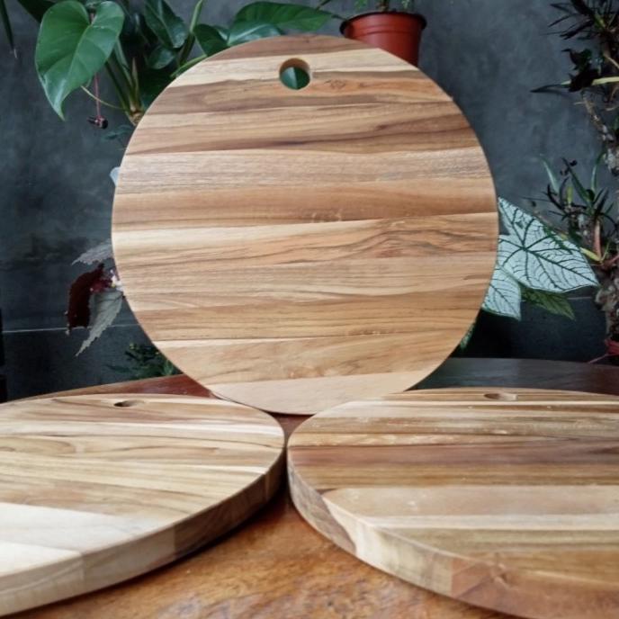 Jual Talenan Kayu Bulat Bundar Tebal Ukuran Besar / Cutting Board ...