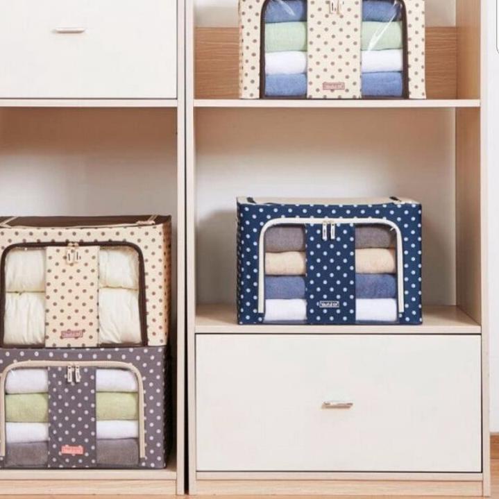Jual Harga Murah.. Storage Box 66 Liters Frame Baja Double Zipper Large Box Oxford Tebal ...