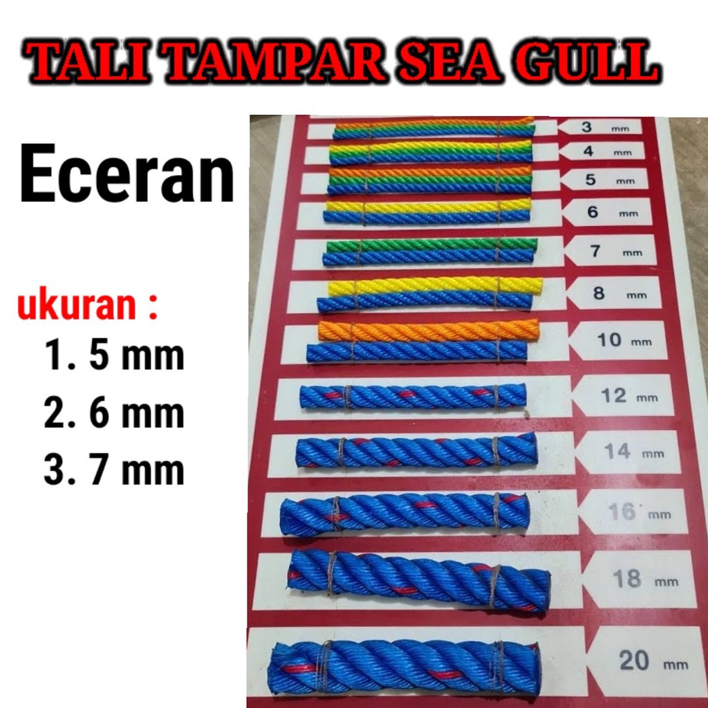 Jual ECERAN TALI TAMPAR PLASTIK NYLON IKAT HARGA PER METER UKURAN 5, 6 ...