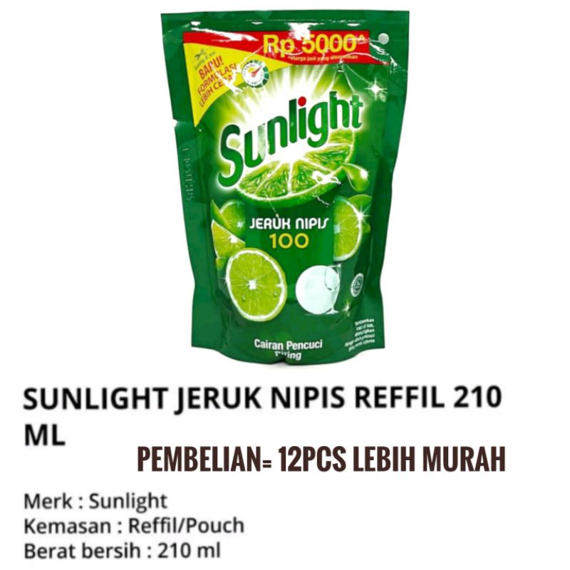 Jual SUNLIGHT 5000 SABUN CUCI PIRING CAIR JERUK NIPIS 210 ML | Shopee ...