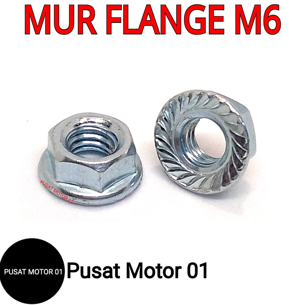 Jual Mur Flange M6 Mur Putih Nut Flange Fleng Pleng 6mm 6 mm M6 ...