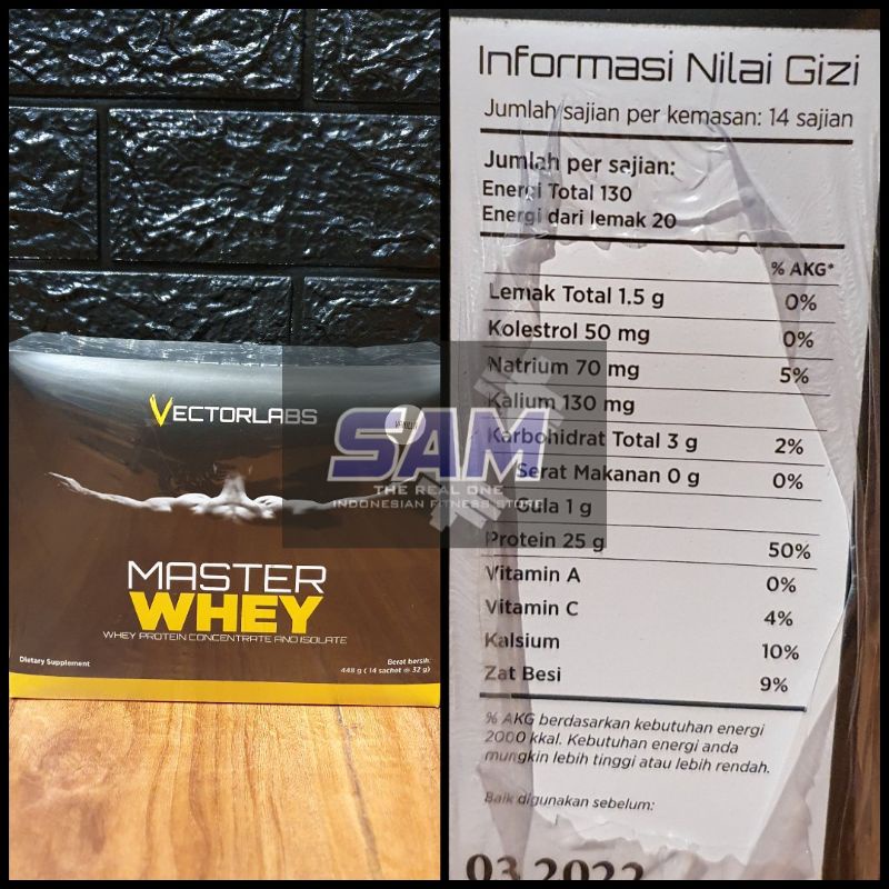 Jual Suplemen Fitness VECTORLABS Master Whey 1 lb Malang 12 sachet ...