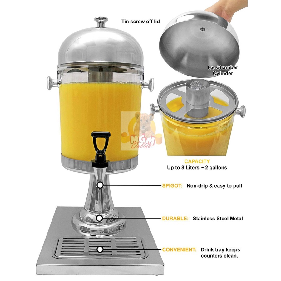 Jual Dispenser Juice Kaca Mewah/ Water tank 8 liter wadah saji minuman ...