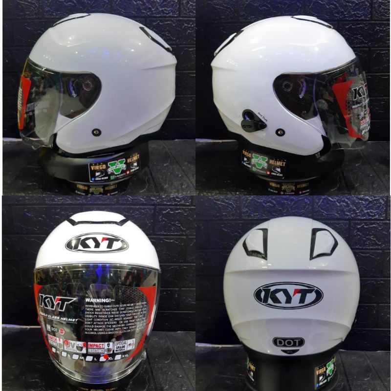 Jual KYT HELM KYOTO SOLID WHITE ORIGINAL | Shopee Indonesia
