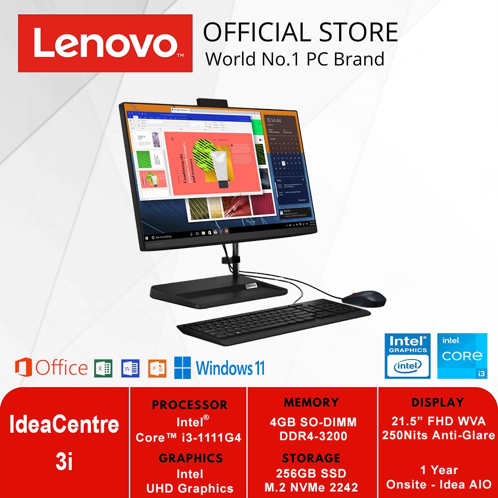 Jual LENOVO ALL IN ONE AIO 3i 22ITL6 9JID CORE i3-1115G4 4GB 256GB W11 ...