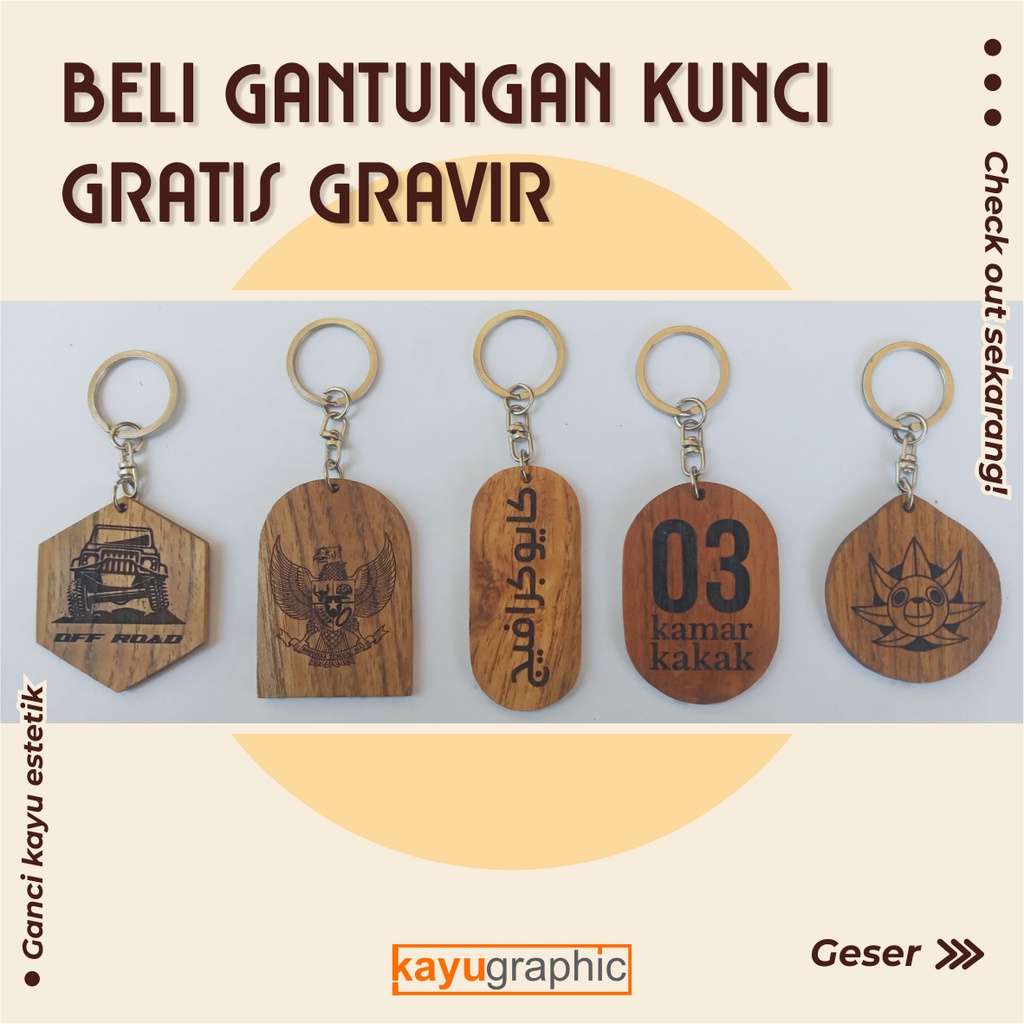 Jual gantungan kunci kayu/ganci kayu custom/keychain custom | Shopee ...