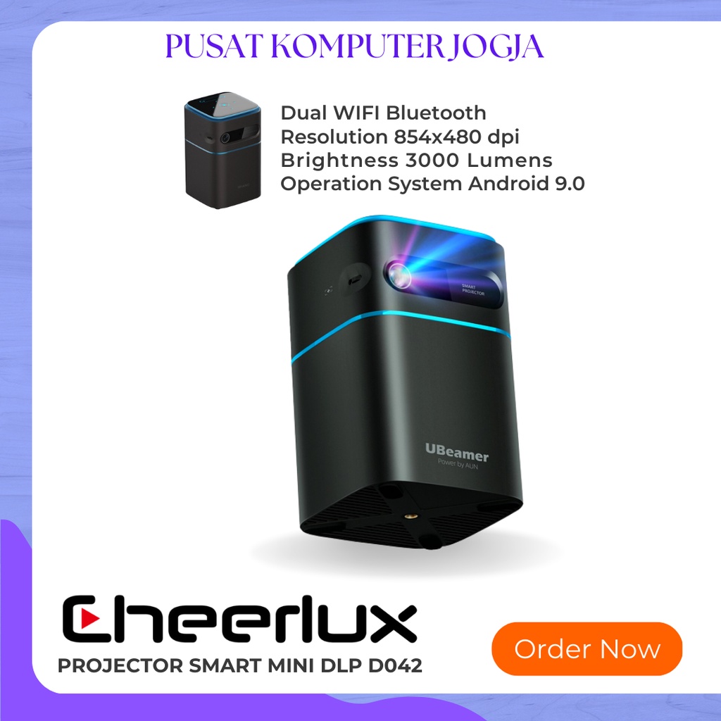 Jual CHEERLUX PROJECTOR SMART MINI DLP D042 2GB+32GB UHD Projector Portable Android 9.0 170 Ansi ...