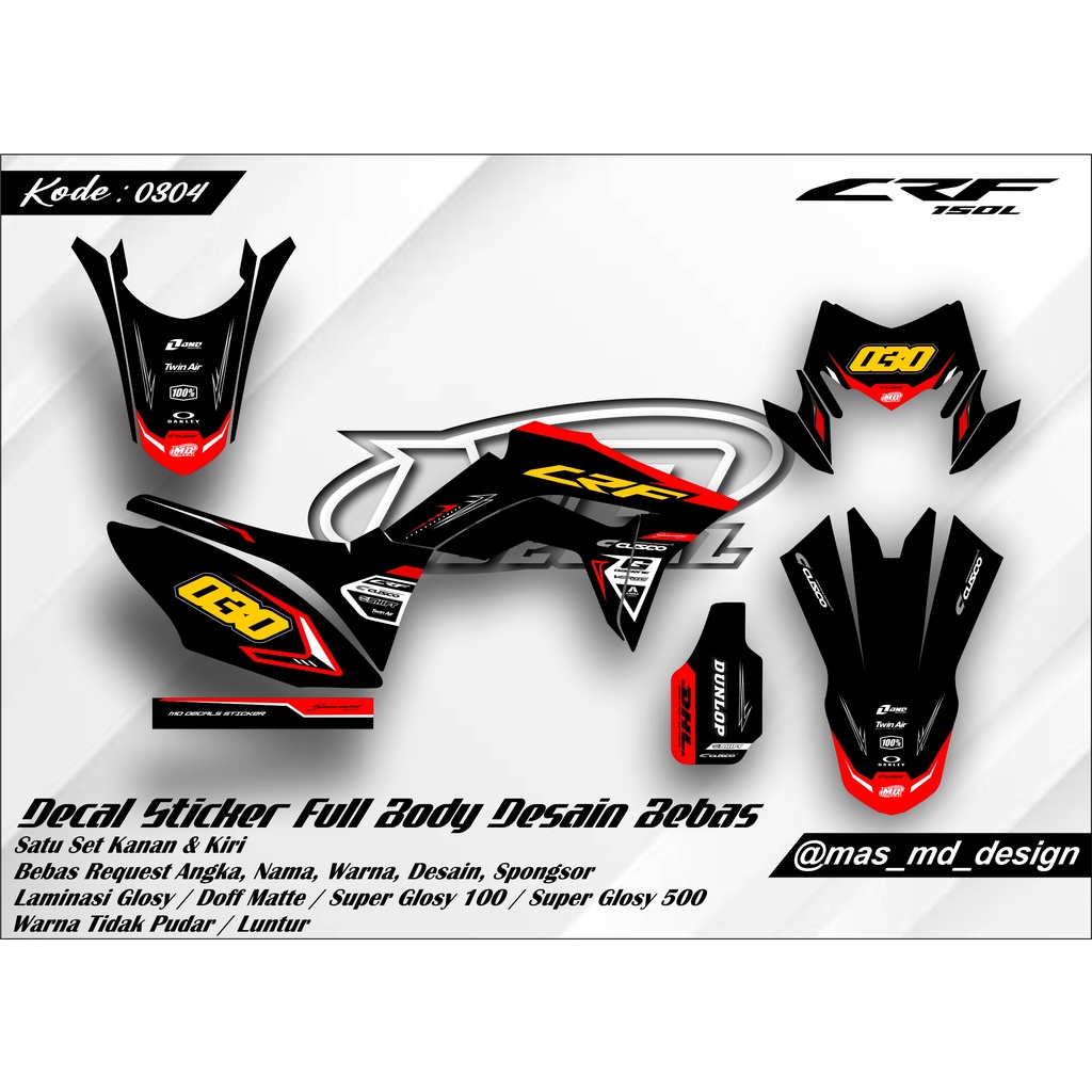 Jual 0304 Sticker Decal CRF 150 L full Body Terbaru - Stiker Decal CRF ...