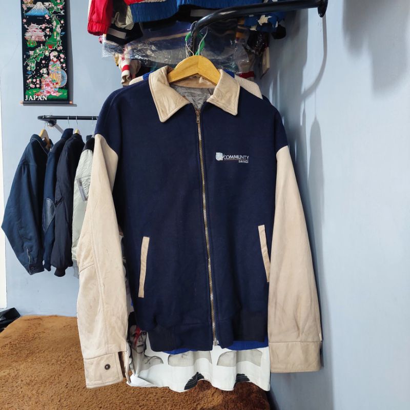 Jual VARSITY LEATHER JACKET COMMUNITY | Shopee Indonesia