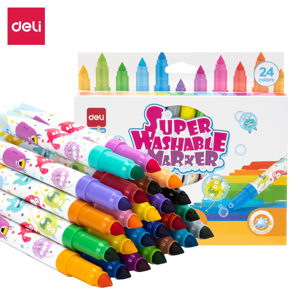 Jual Spidol Deli Super Washable Marker 24 Warna - EC155-24 | Shopee ...