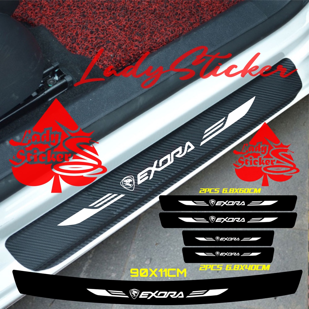 Jual 5pcs sticker sill plate carbon 3d mobil exora sticker karbon 3d ...