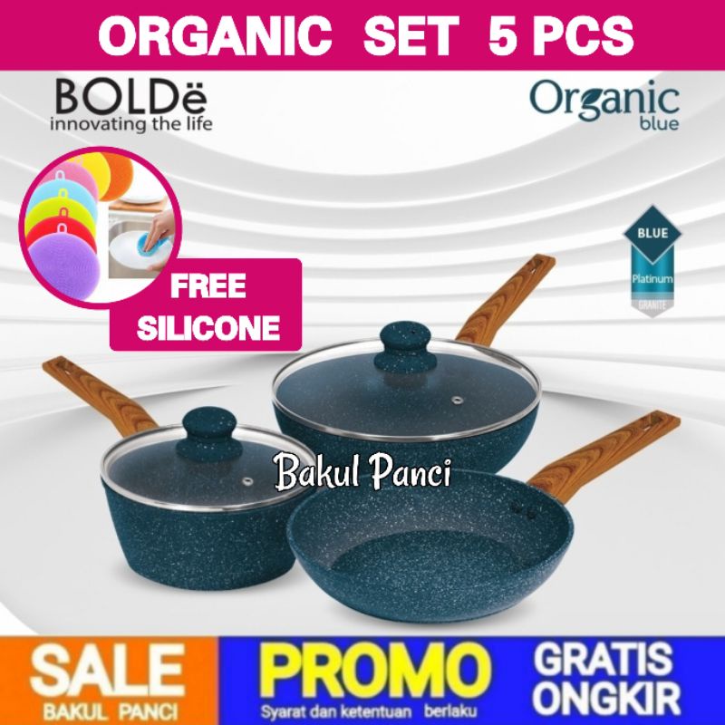 Jual BOLDe ORGANIC BLUE PAN SET 5 PCS - WAJAN PANCI SUPER PAN GRANITE ...