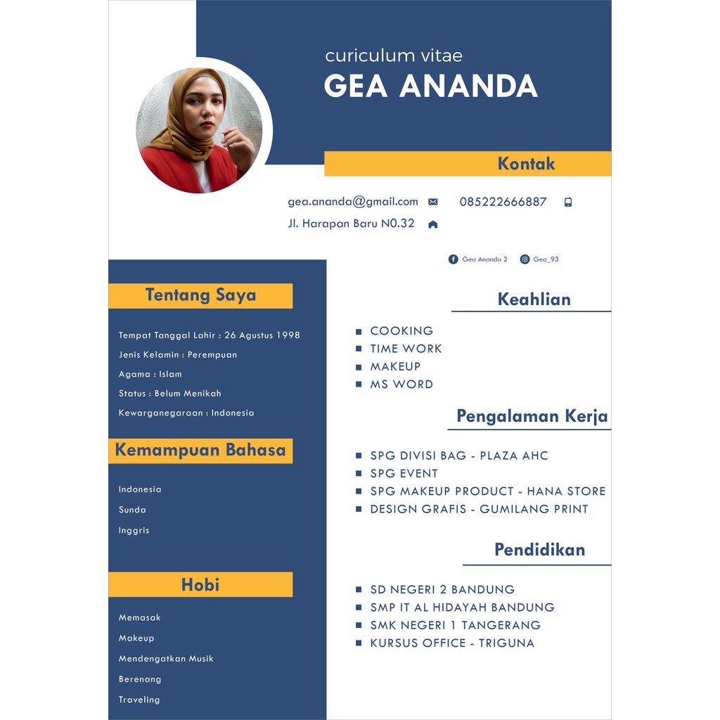 Jual Jasa Pembuatan CV , Desain CV , Curriculum Vitae , Custom CV , Design CV , Resume , Riwayat ...