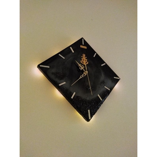 Jual 10" Black Ocean Resin Clock w/ Backlight / Jam Dinding Resin Epoxy ...