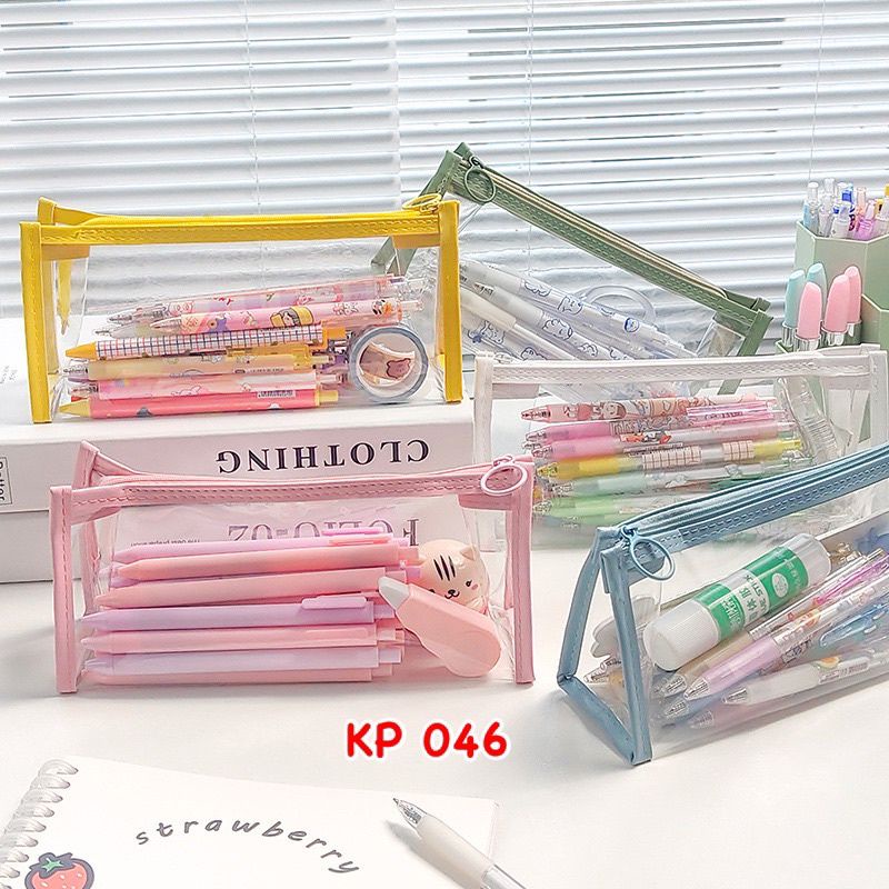Jual TRANSPARENT PLASTIC PENSIL POUCH DOMPET KOTAK TEMPAT PENSIL ...