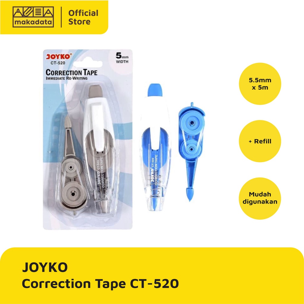 Jual STIPO KERTAS / TIP-EX / CORRECTION TAPE JOYKO CT-520 + REFILL ...