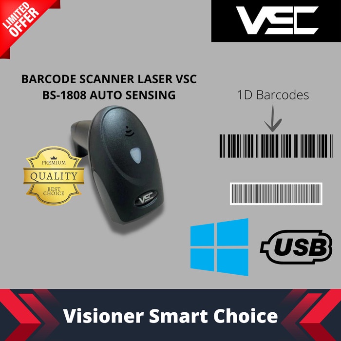 Jual BARCODE SCANNER LASER VSC BS-1808 (USB) AUTOSCAN - AUTOSENSE ...