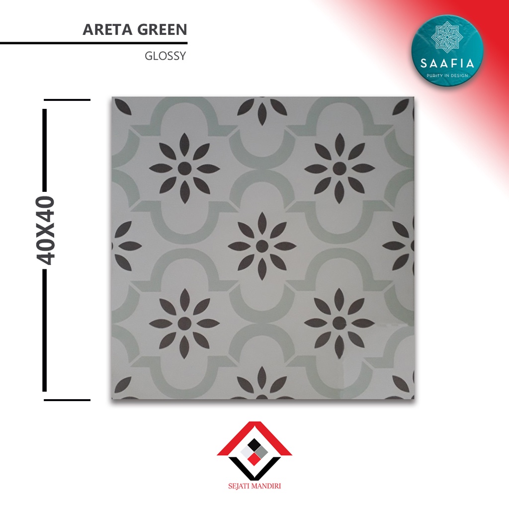 Jual keramik 40x40 - motif bunga - sofia areta green | Shopee Indonesia