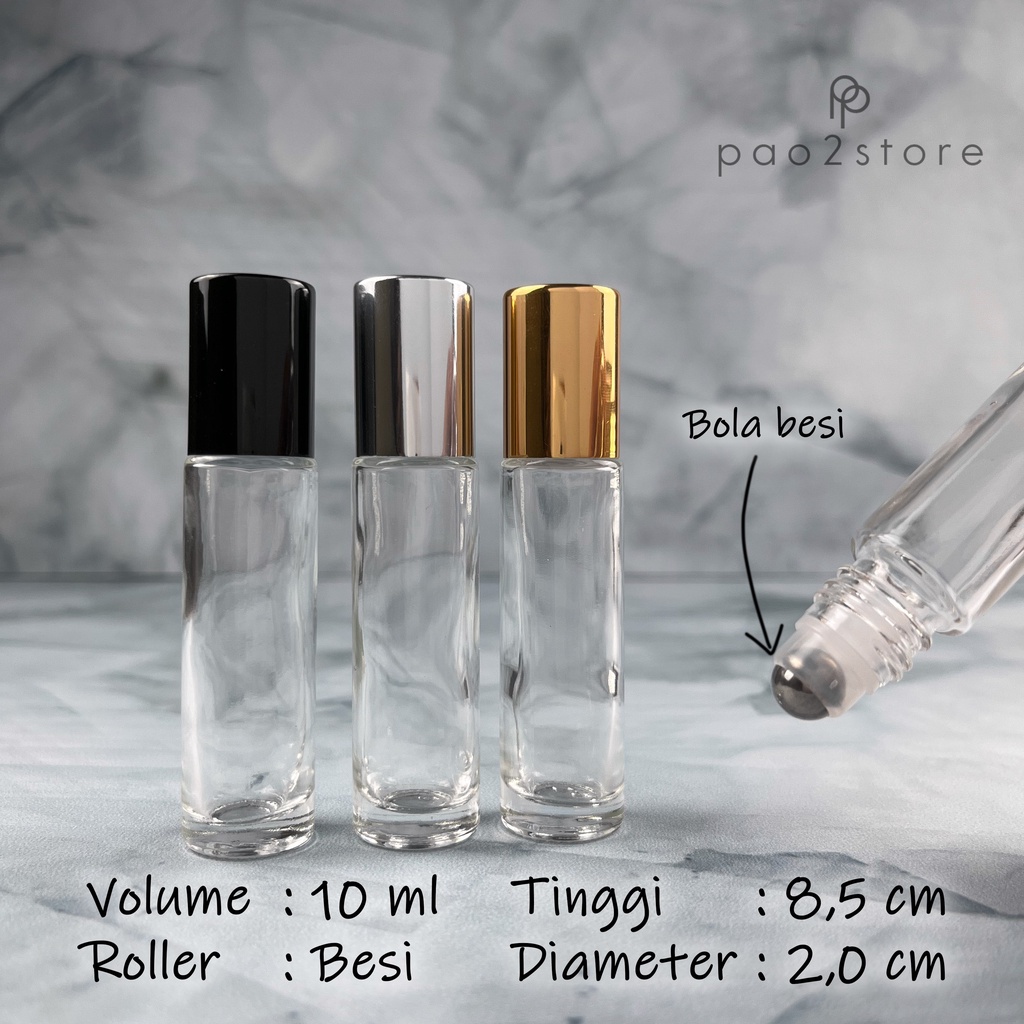 Jual Botol Roll On 10ml Kaca Tebal Clear / Bening / Transparan - Roller ...