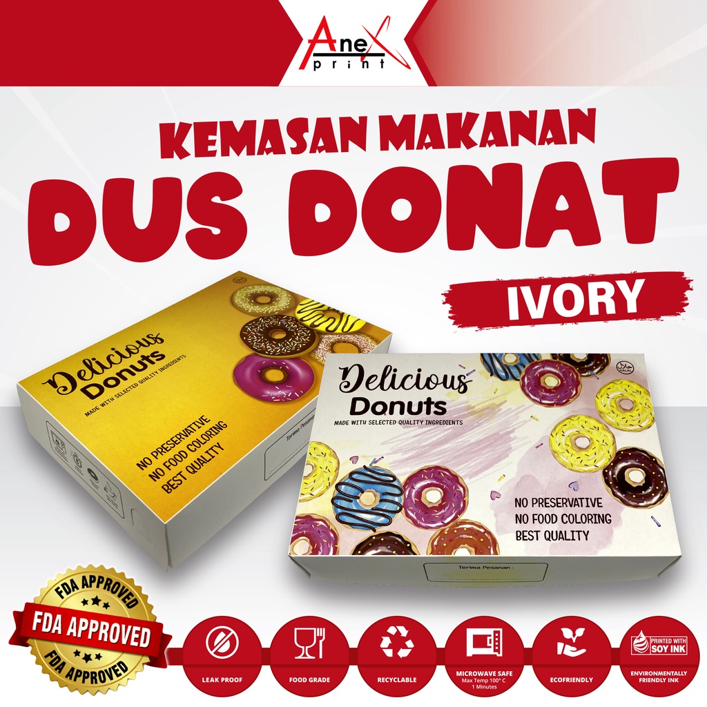 Jual BOX DONAT ISI 6 PCS / DUS DONAT MOTIF / KEMASAN DONAT / KOTAK ...