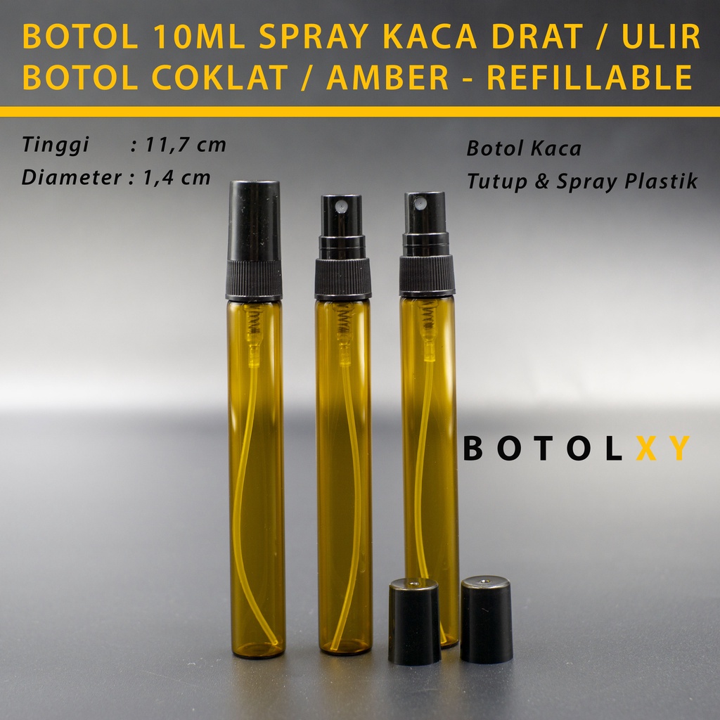 Jual Botol Spray Kaca 10ml Amber / Coklat Parfum Refill Travel Tutup Hitam | Shopee Indonesia
