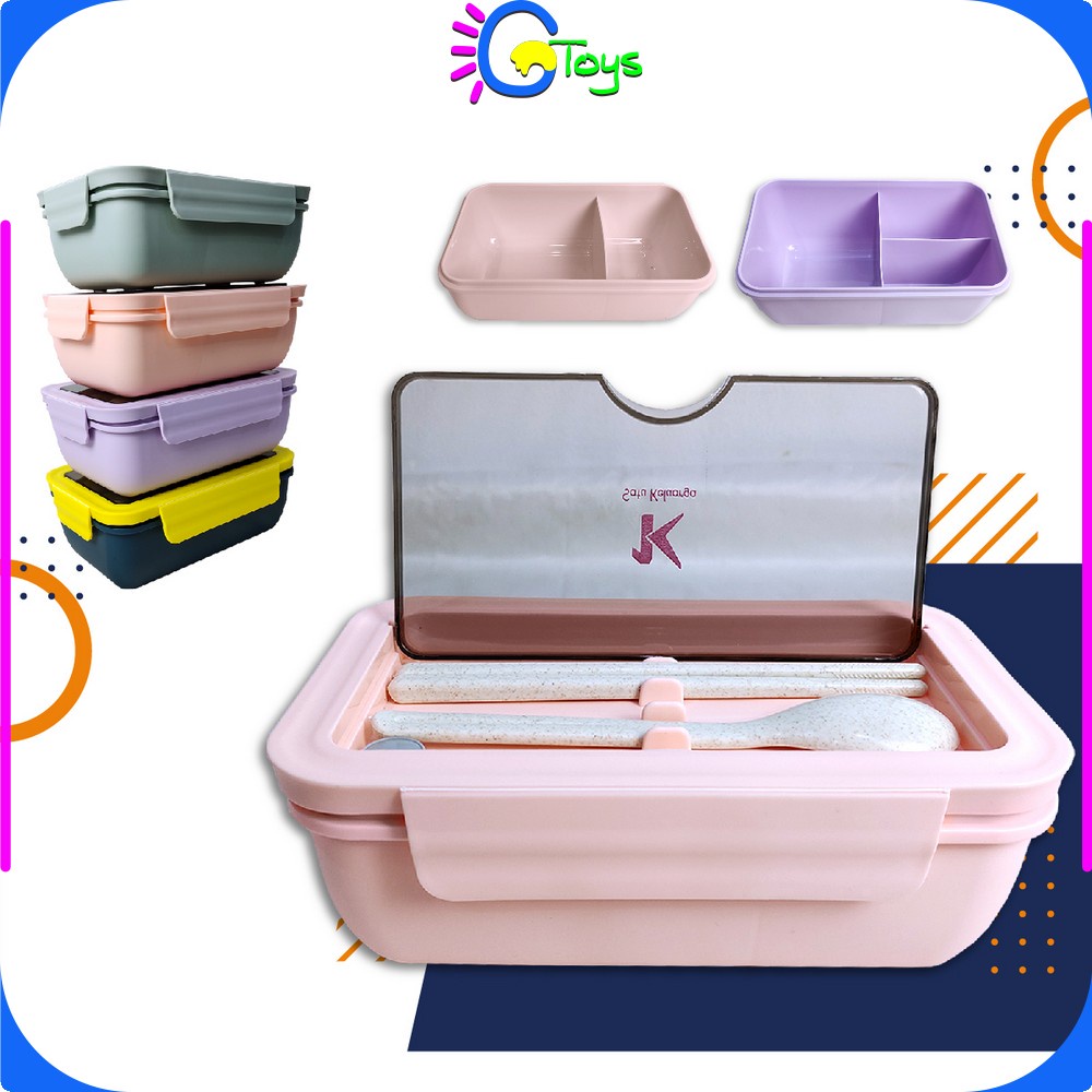 Jual CR-C479 Tempat Makan Lunch Box Set Free Sendok Garpu Kotak Makan Transparant Bento Box ...