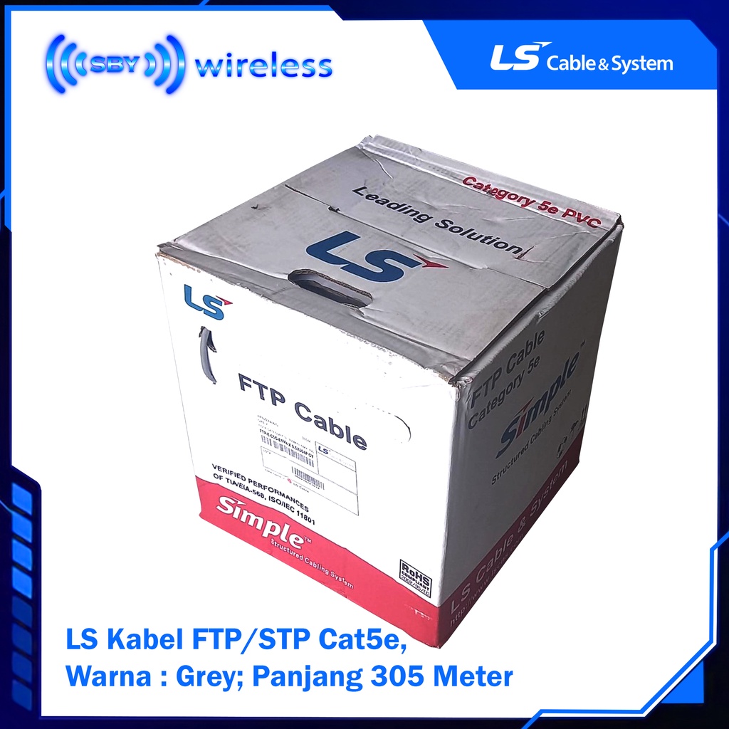 Jual Kabel FTP/STP Cat 5e LS Simple Cable LAN Cat5e 305m/roll, GREY ...