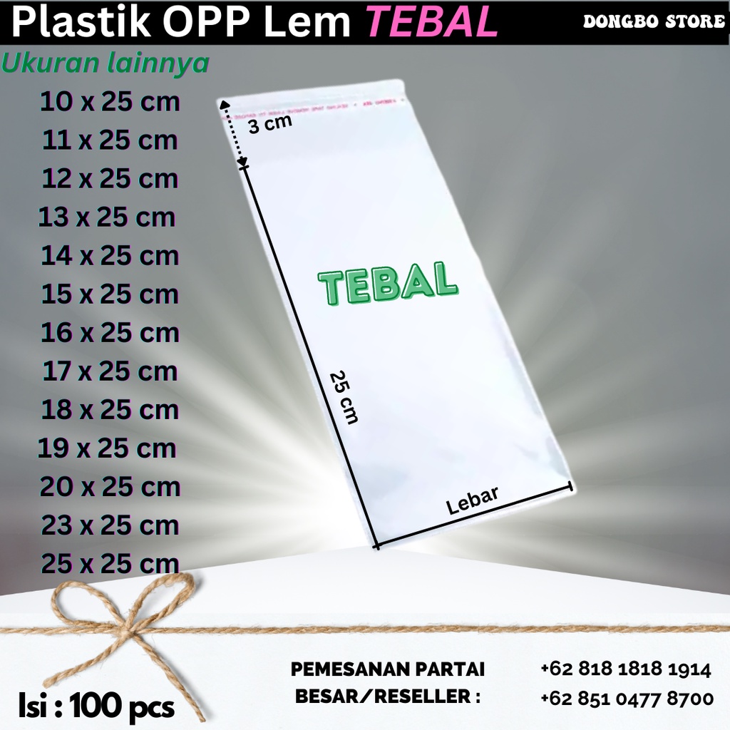 Jual (!ISI LEBIH BANYAK!) PLASTIK OPP TEBAL 7X25; 10X25; 11X25; 12X25 ...