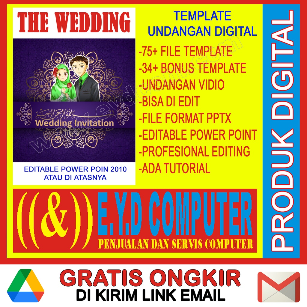 Jual DESAIN TEMPLATE UNDANGAN DIGITAL VIDIO FORMAT PPT EDITABLE POWER ...