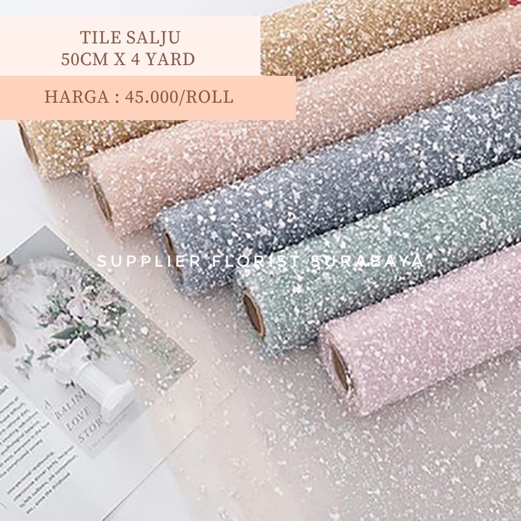 Jual [1 ROLL 4 YARD] TILE SALJU WRAPING WRAPPING BUNGA KAIN KOREA STYLE ...