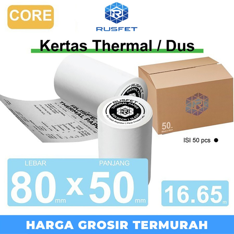 Jual Kertas Thermal Paper Core Printer Resi Termal Barcode POS 80x50mm ...