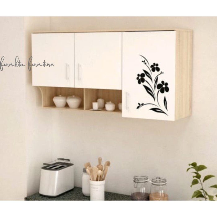 Jual Rak Kitchen Set Atas 3 Pintu Lemari Rak Dapur Gantung Dahlia Kc Wu ...