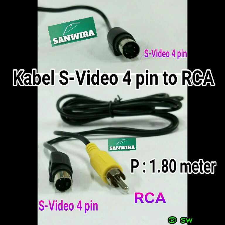 Jual Kabel S-Video 4 pin to RCA 1.80 m / 1.50 m / 5m / kabel svideo 4 ...