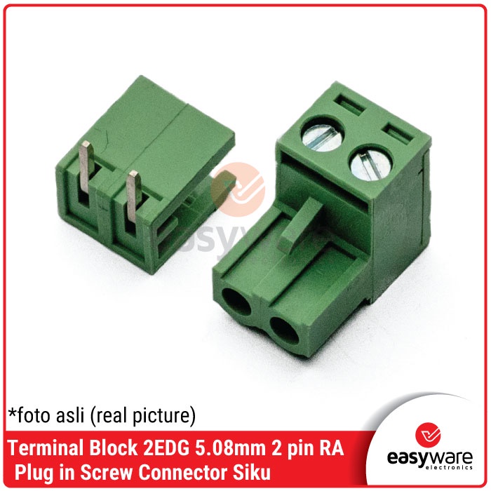 Jual Terminal Block 2EDG 5.08mm 2 pin right angle 2EDG-5.08 2pin Plug ...