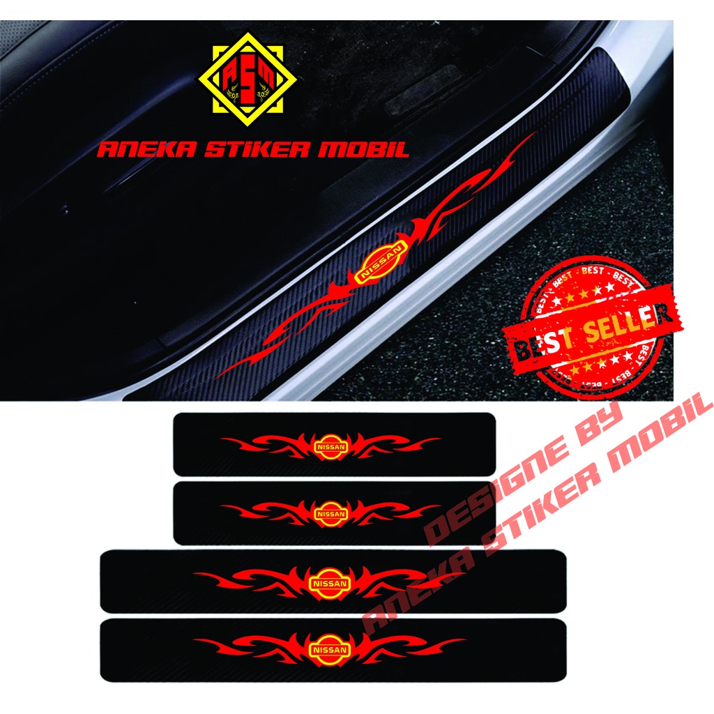 Jual 4pcs sticker karbon mobil nissan stiker karbon 3d pijakan kaki ...