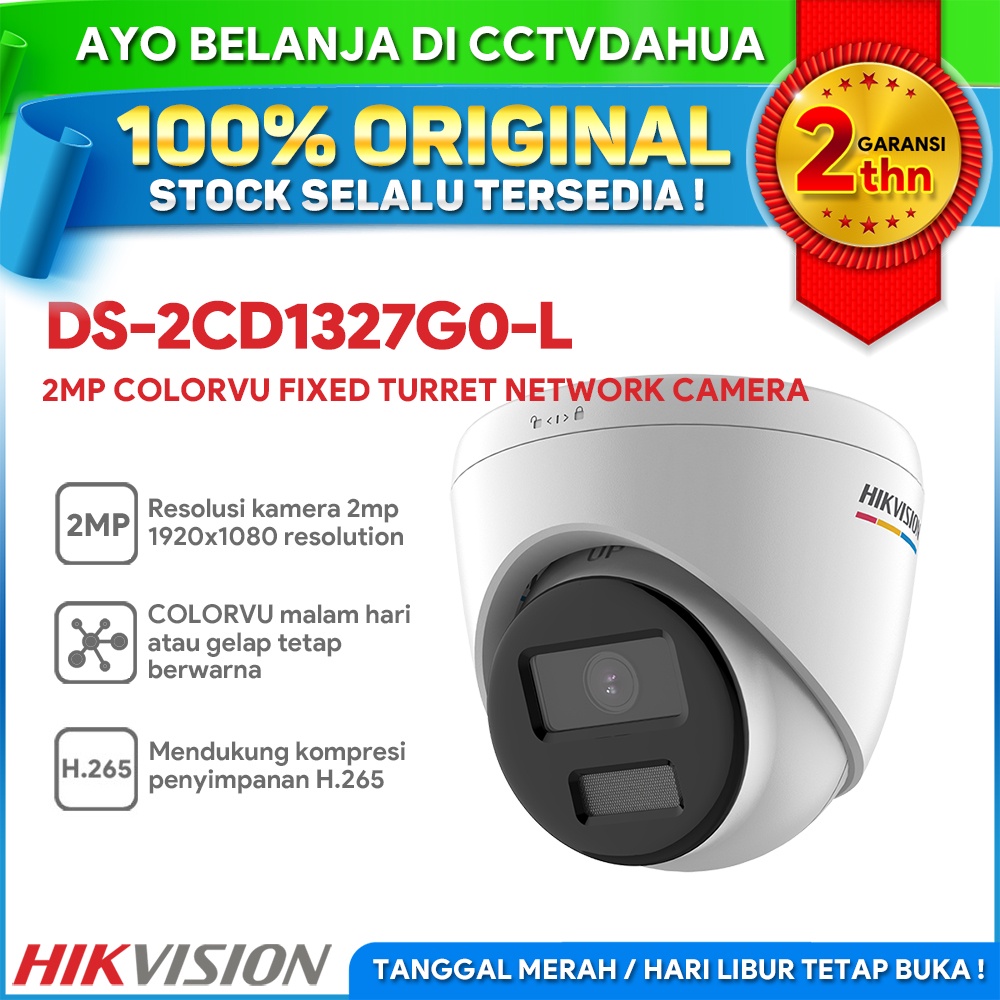 Jual HIKVISION DS-2CD1327G0-L Hikvision 2MP ColorVu Turret Network ...