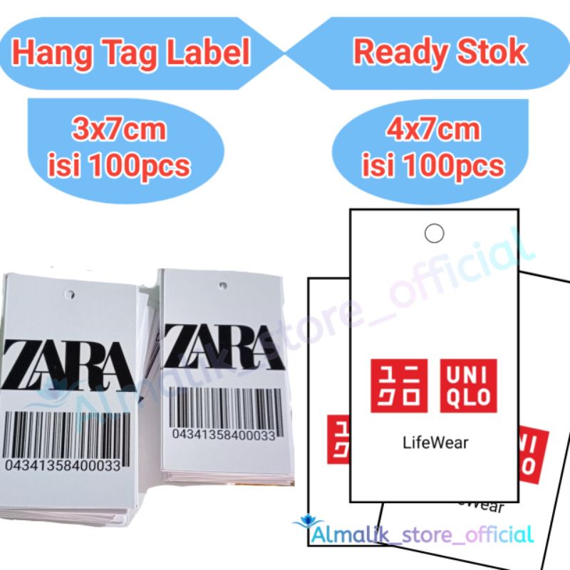 Jual Hang tag label baju isi 100pcs zara / uniqlo | Shopee Indonesia