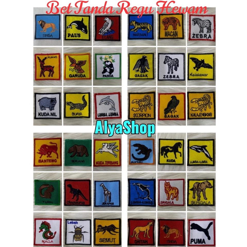 Jual Bet Tanda Regu Hewan | Tanda Regu Bordir Gambar Hewan | Badge ...