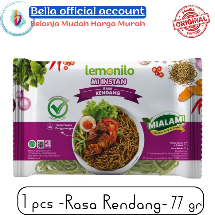Jual Lemonilo Mie Goreng Rasa Rendang 1 pcs 77 gr | Shopee Indonesia