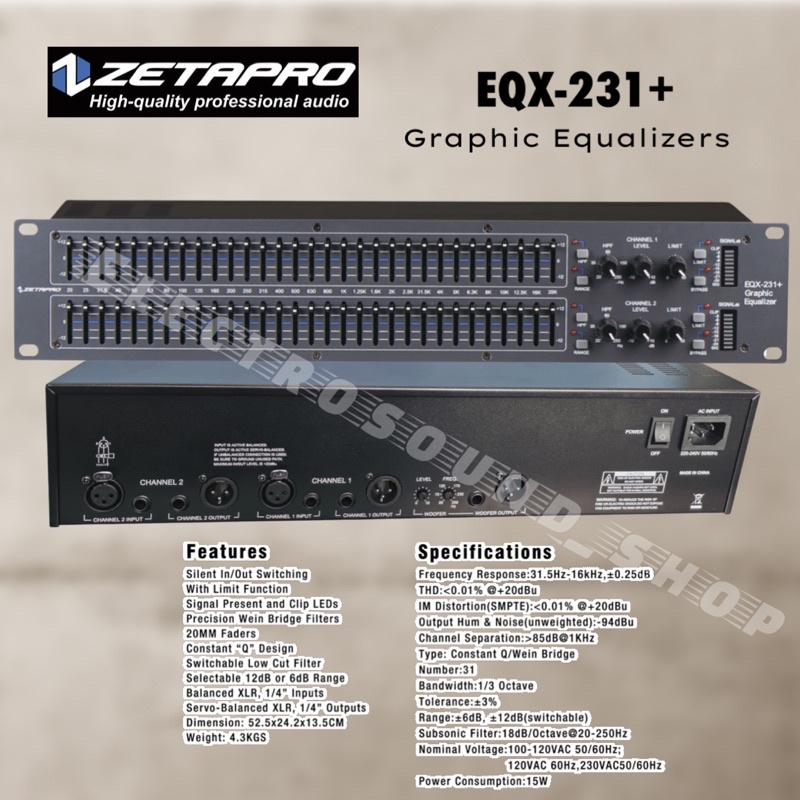 Jual Equalizer ZETAPRO EQX231+ / EQX 231+ subwoofer dan limiter | Shopee Indonesia