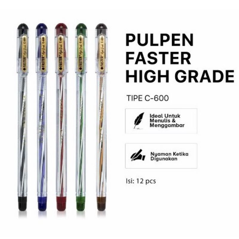Jual Pulpen Faster C600 1 PAK (12 Pcs) | Shopee Indonesia
