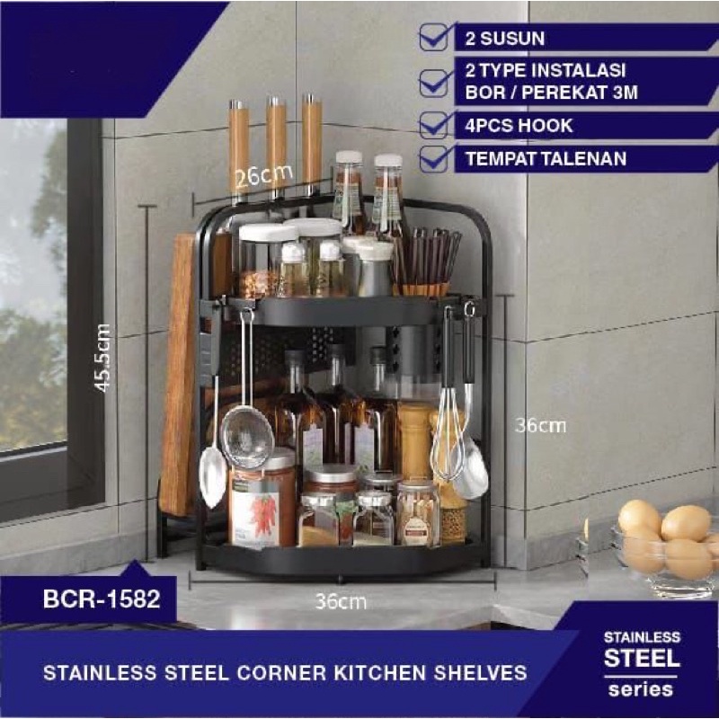 Jual RAK DAPUR SUDUT SERBAGUNA BOTOL BUMBU PISAU KITCHEN CORNER RACK ...