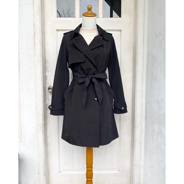 Jual trench coat hitam | Shopee Indonesia