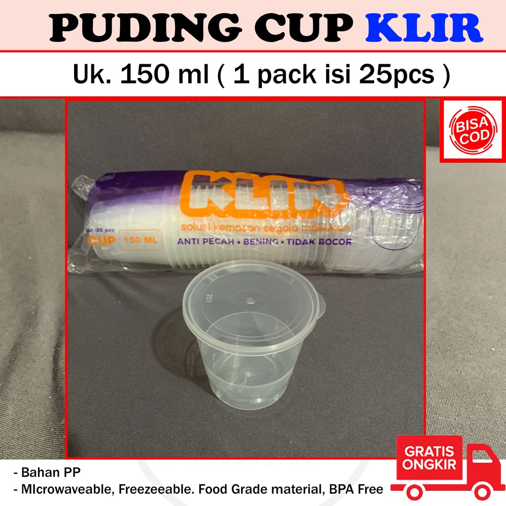 Jual Puding cup 150ml / tempat puding bening / tempat saos KLIR - ANTI ...