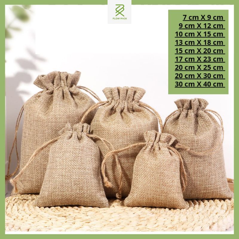 Jual pouch serut goni kantong serut linen drawstring bag goni SR 104 ...