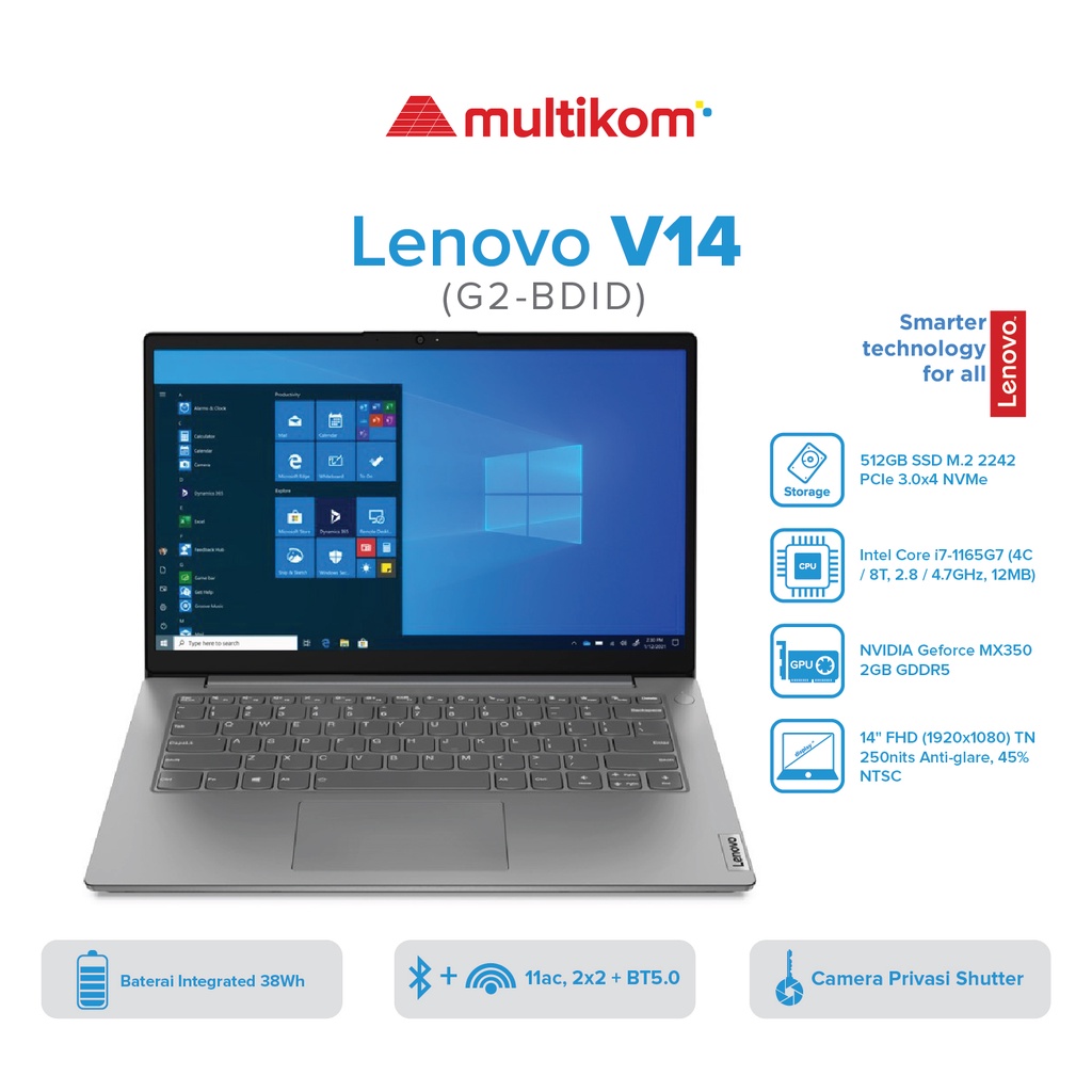 Jual Lenovo V14 G2 ITL BDID i7-1165G7 8GB 512GB SSD MX350 2GB W10 ...