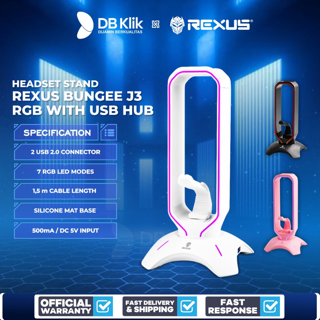 Jual Headset Stand Rexus Bungee J3 RGB with USB Hub - Rexus Headset ...
