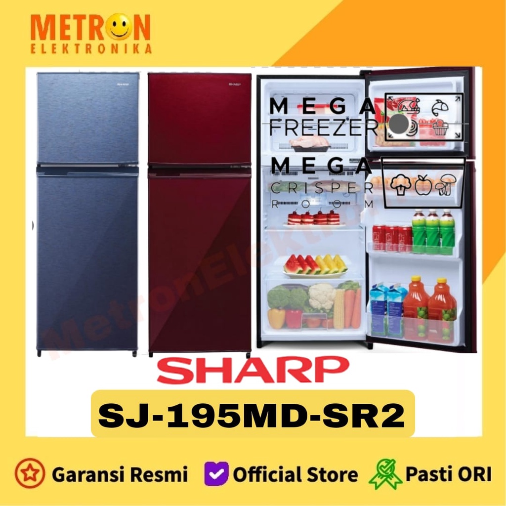Jual SHARP SJ 195 MD SR KULKAS 2 PINTU MERAH / LEMARI ES 2 PINTU RED MERAH 160 LITER / SJ195MDSR ...