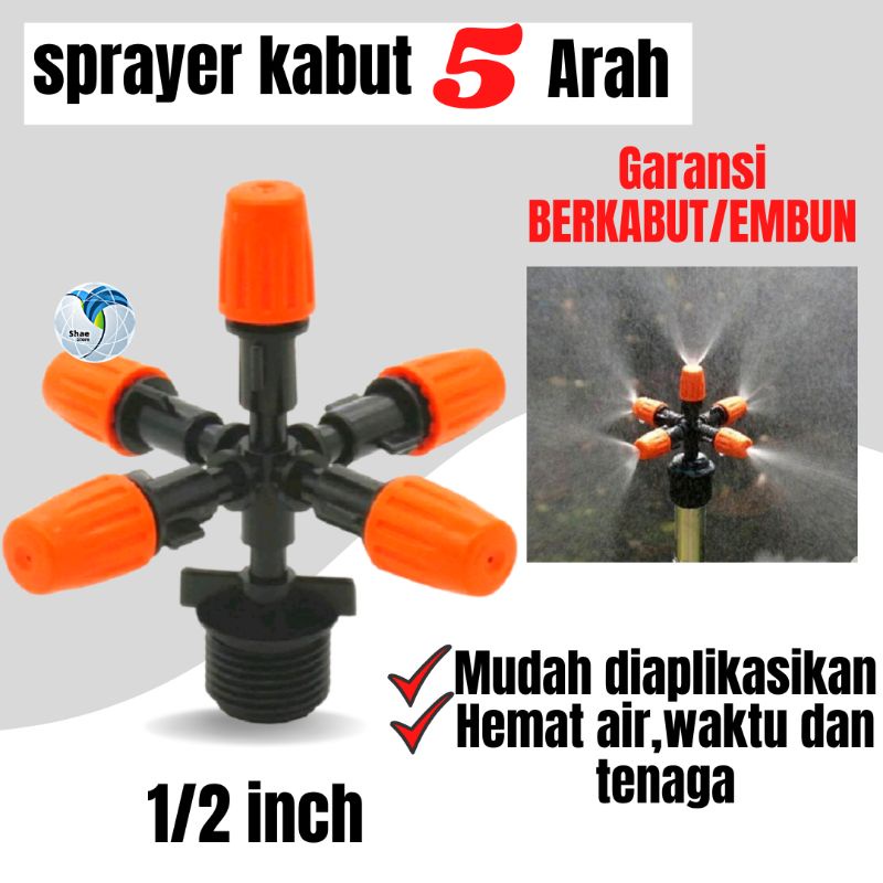Jual Sprayer Spuyer Sprinkler Kabut 5 Arah Mist Sprayer Nozzel Sistim ...