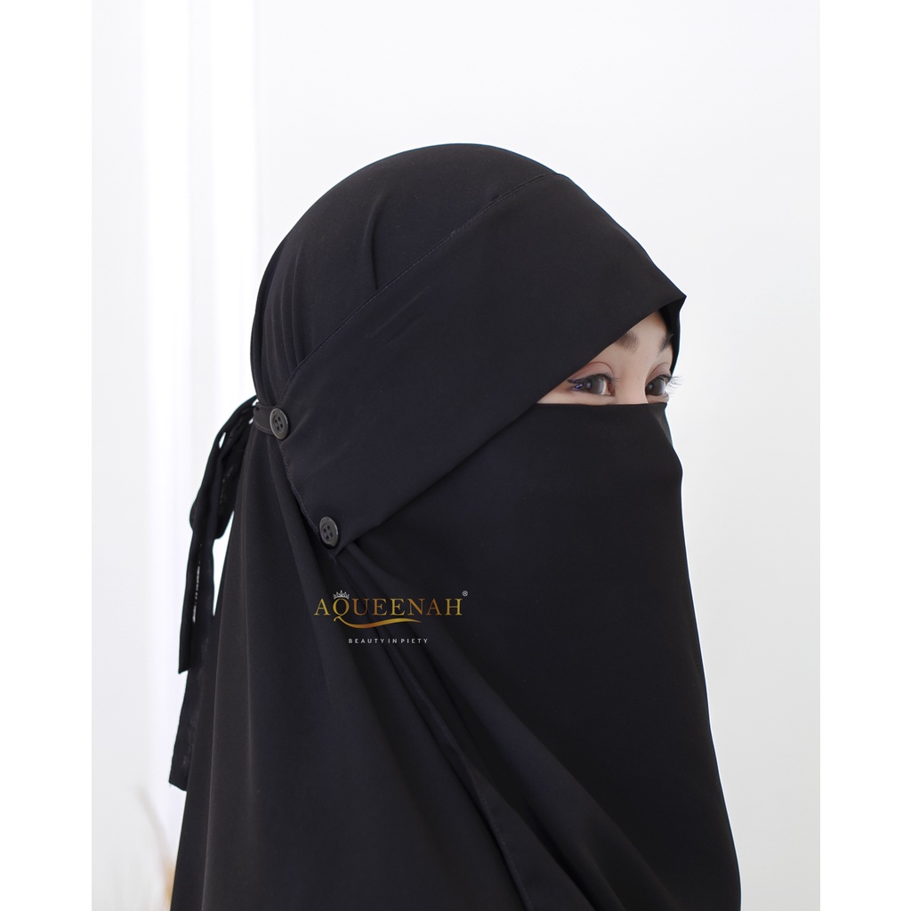 Jual Aqueenah Exclusive Cadar Poni Kancing Khaulah Sifon Jetblack ...